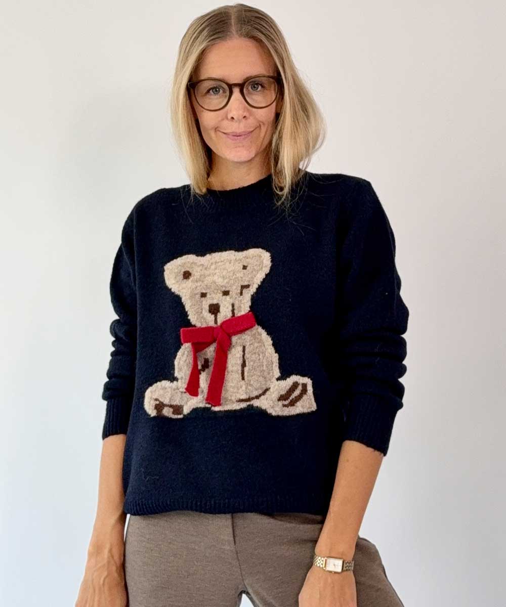 TEDDY Stickad Tröja - Blå – Quinte